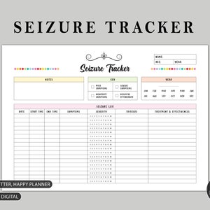 Monthly Seizure Tracker | Chart Symptoms & Severity of Seizure Events ...