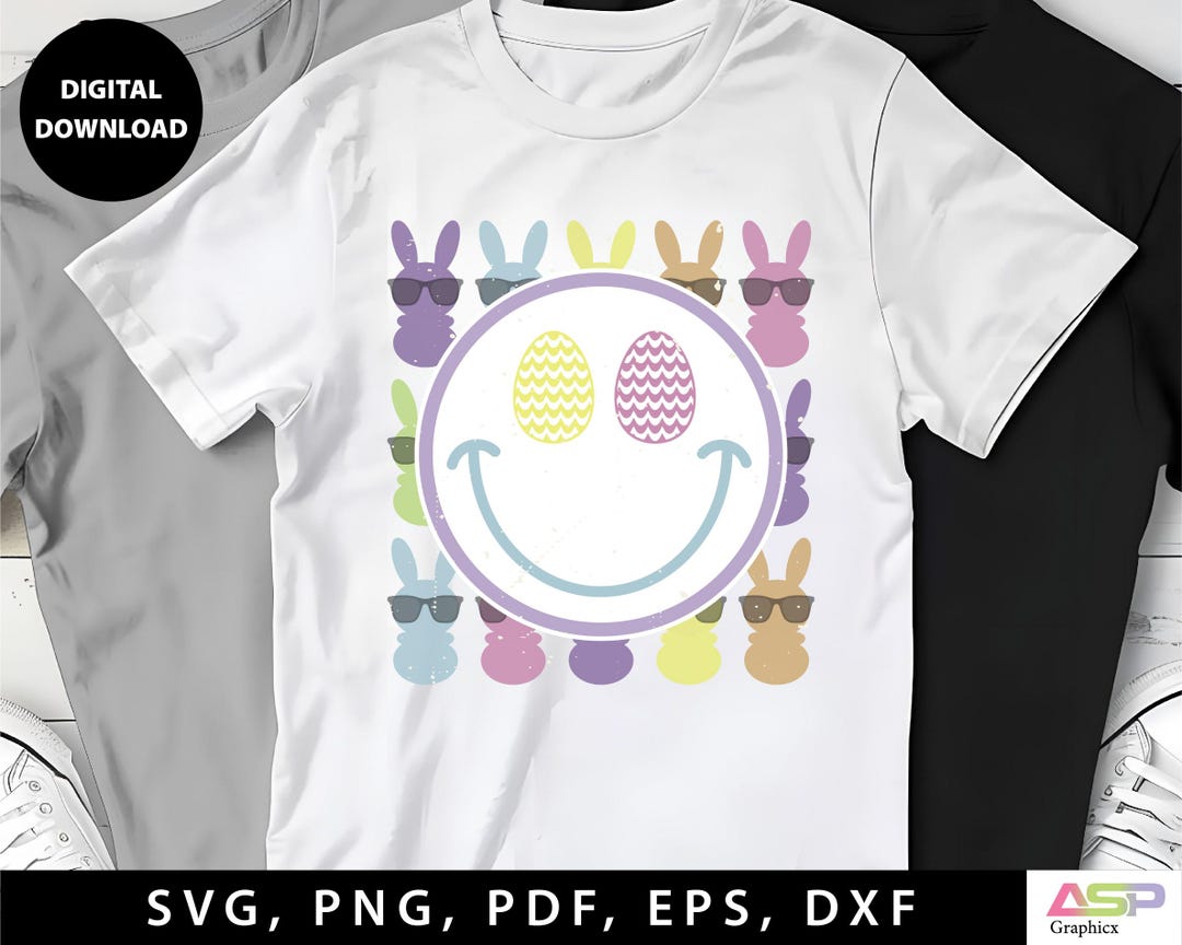 Easter Happy Face PNG | SVG | Cute Easter | Trendy Easter | Easter DTF ...