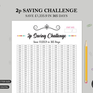 365 Days 2p Saving Challenge Printable | Teach Kids to Save | Pound ...