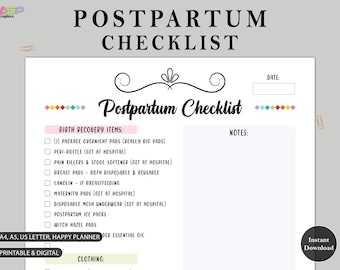Postpartum Checklist | Postpartum Recovery Checklist | Postpartum Checklist Printable ...