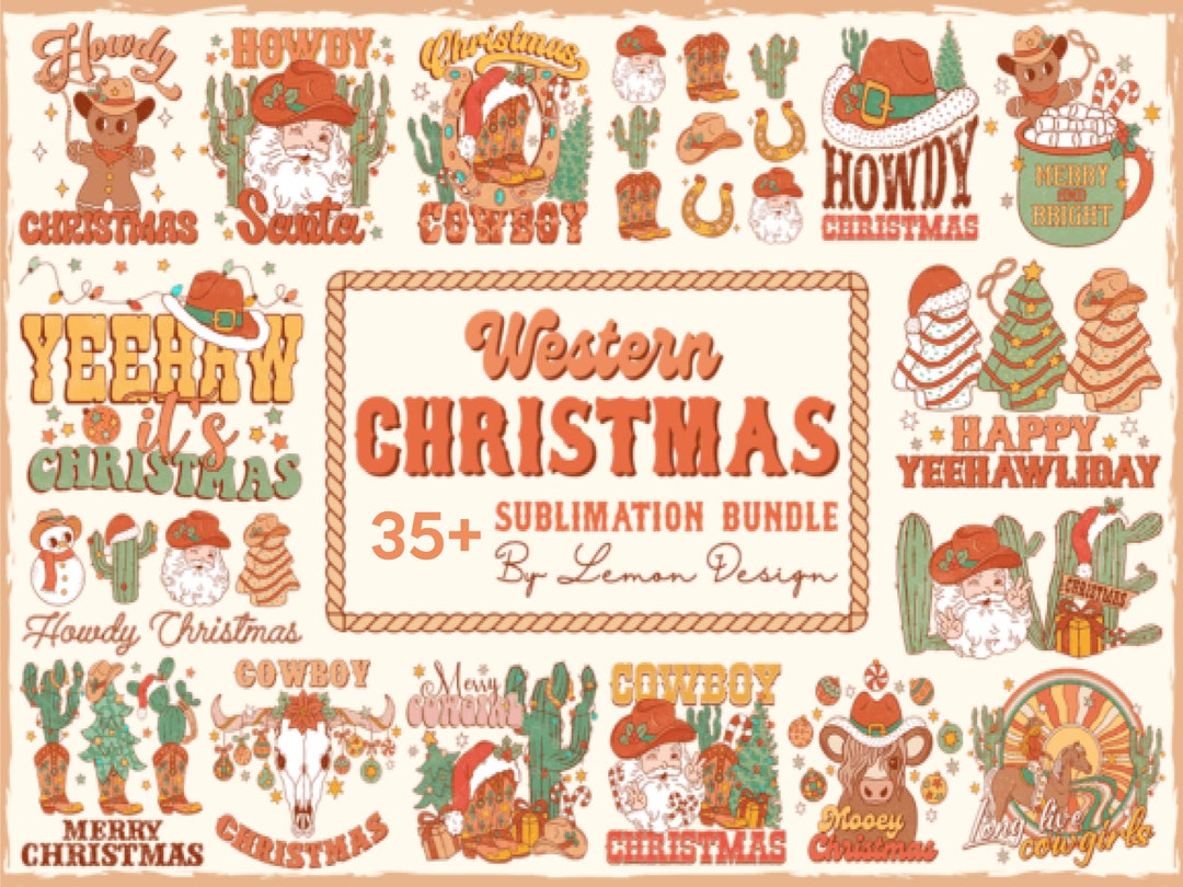 Western Christmas Png Bundle, Retro Christmas Bundle PNG , Howdy Santa ...