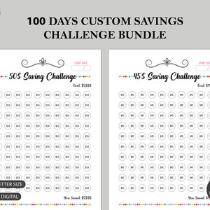 Custom 100 Day Savings Challenge – Printable Tracker Bundle (A3 A4 A5 ...