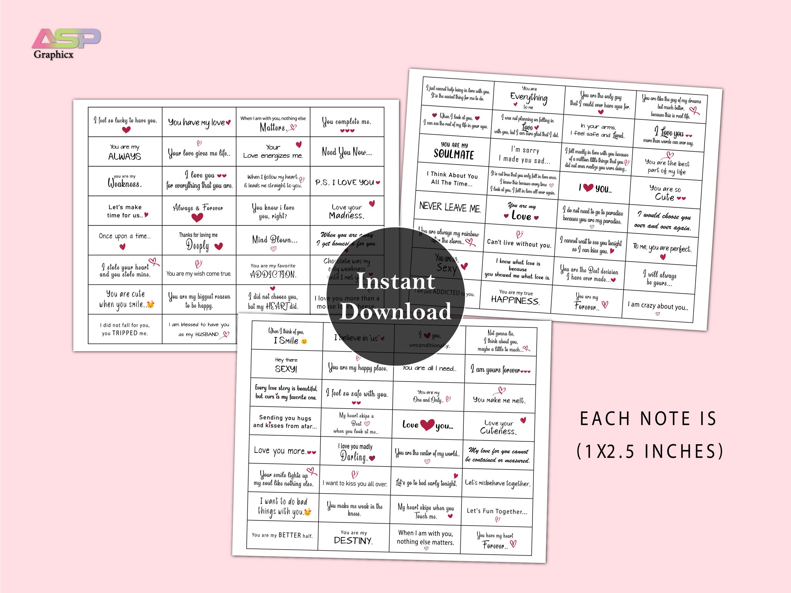 Printable Love Notes Romantic Mini Cards for Husband - Etsy