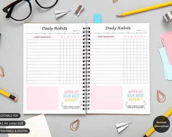 Daily Habit Tracker PDF A4, A5, Letter PRINTABLE Routine Tracker Habit ...