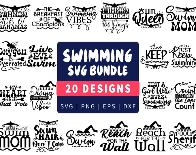 Swimming SVG Bundle, Swimming Dxf, Swimming Png, Swimming Vector ...