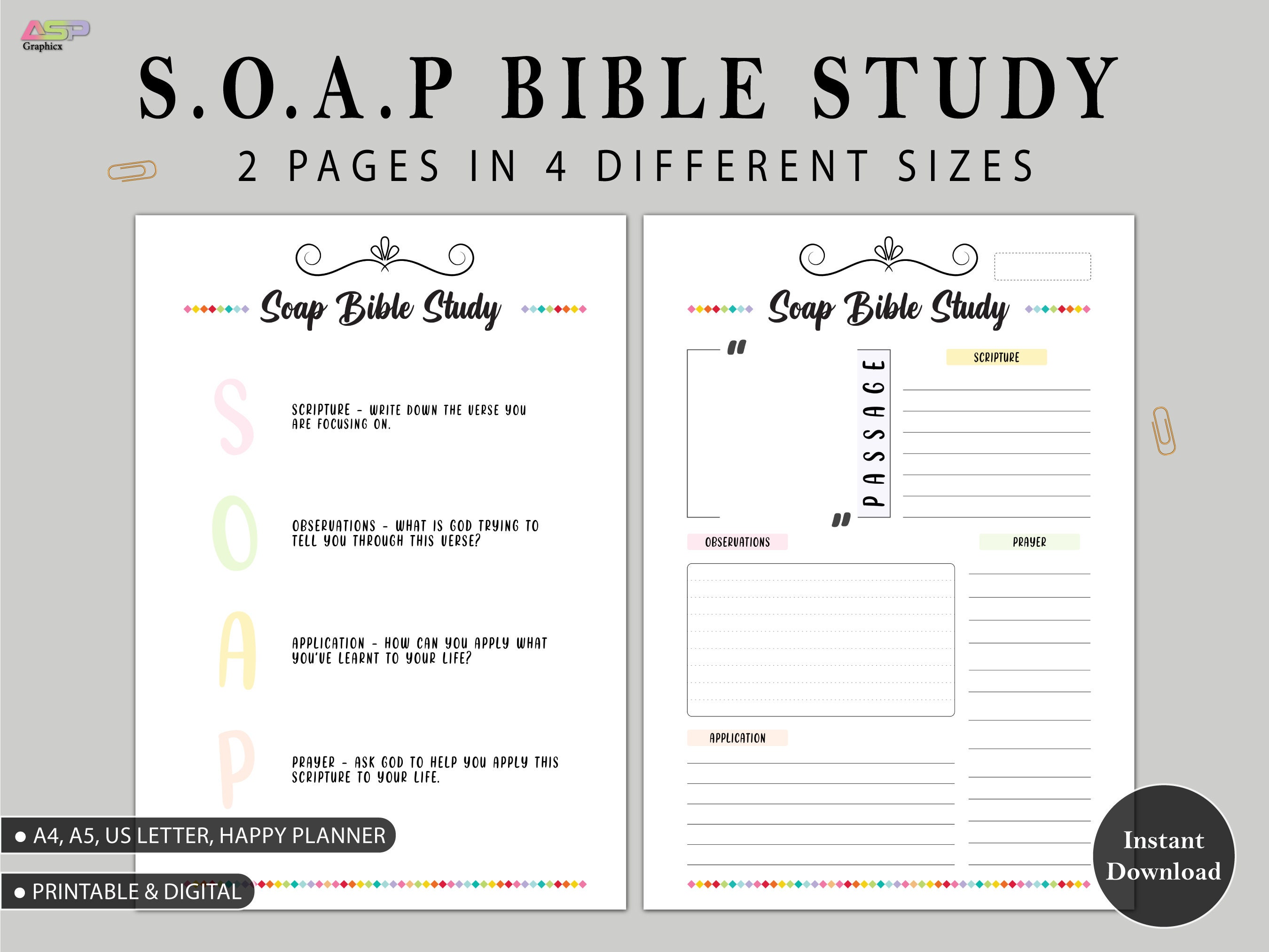 SOAP Bible Study Printable Template Scripture Study Bible - Etsy