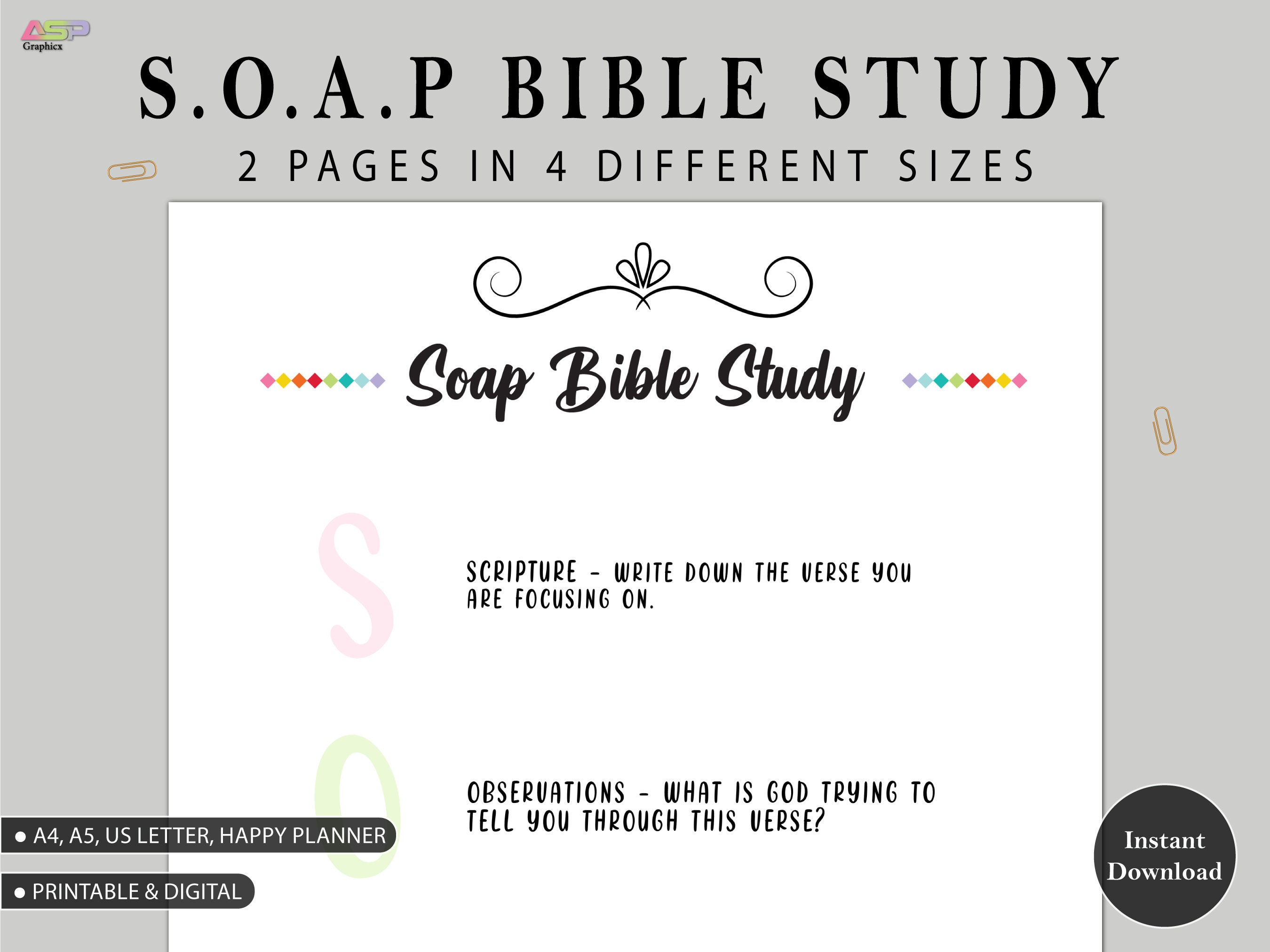 SOAP Bible Study Printable Template Scripture Study Bible - Etsy