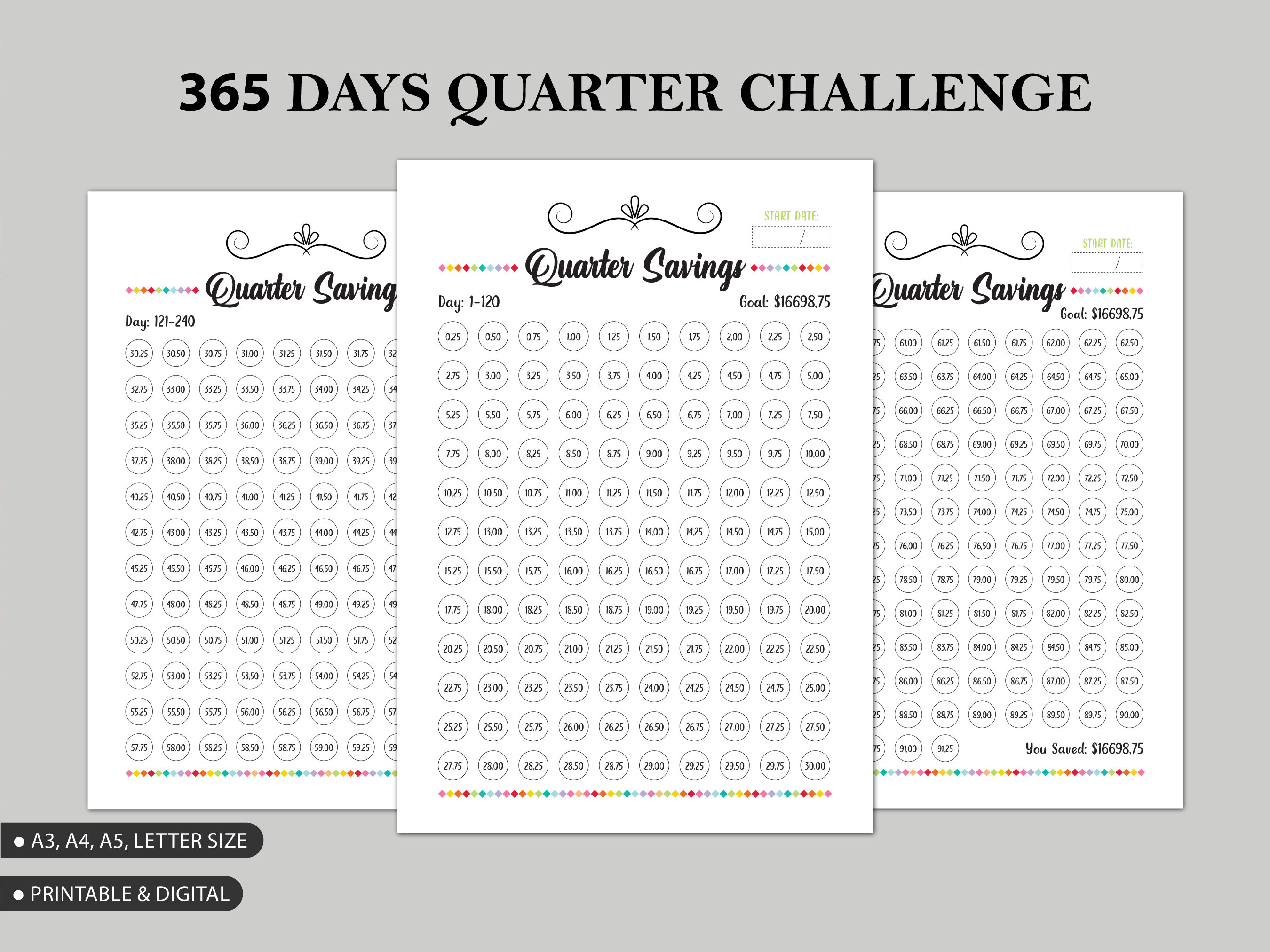 Coin Savings Challenge Bundle – Penny, Nickel, Dime, Quarter (digital ...