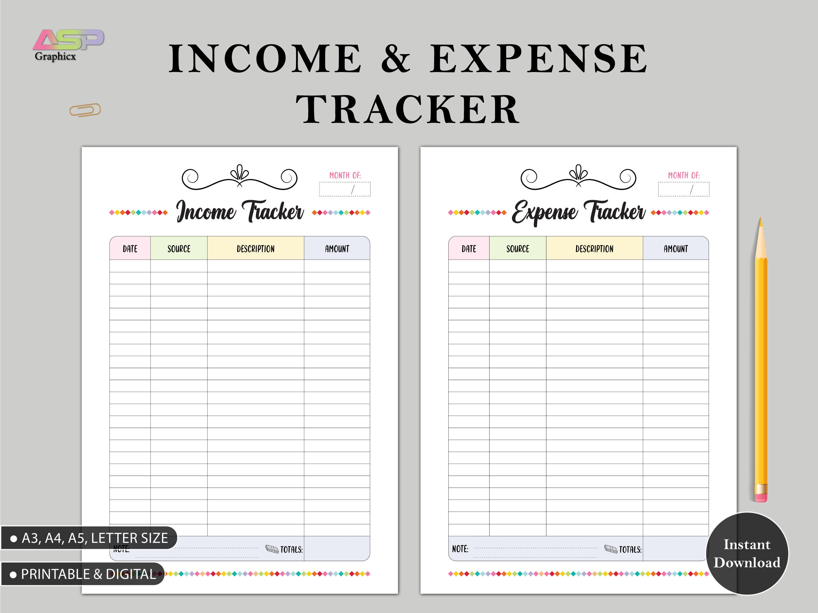 Income and Expense Tracker Income Tracker Expense Tracker - Etsy
