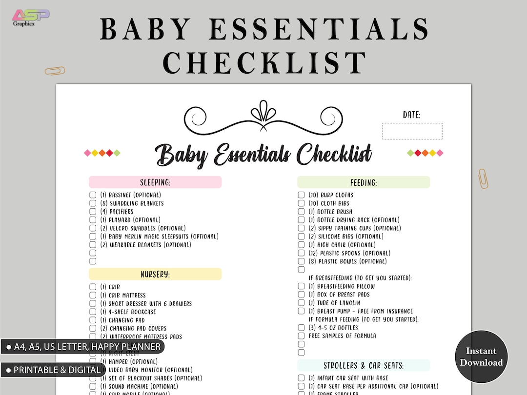 Baby Essentials Checklist | Baby Registry Checklist Printable | New ...