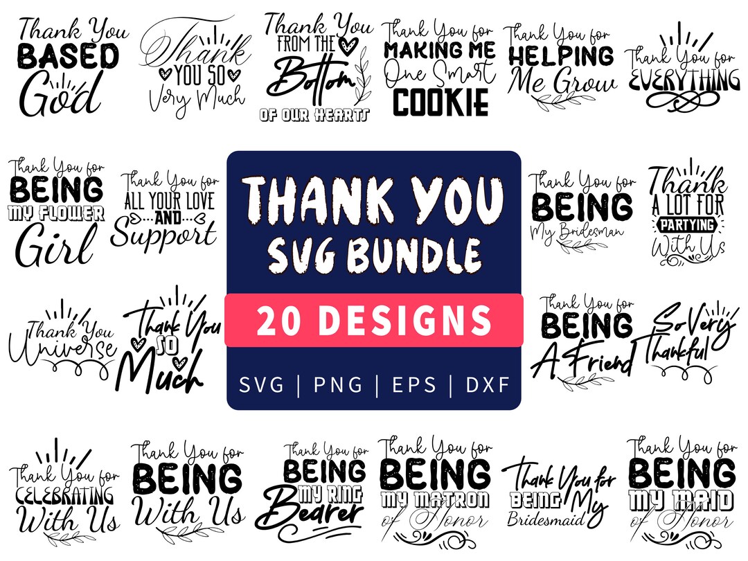 Thank You SVG Bundle, Cards, Stickers, Clipart (digital Files) - Etsy