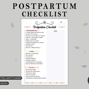 Postpartum Checklist Printable | Postpartum Planner | Postpartum ...