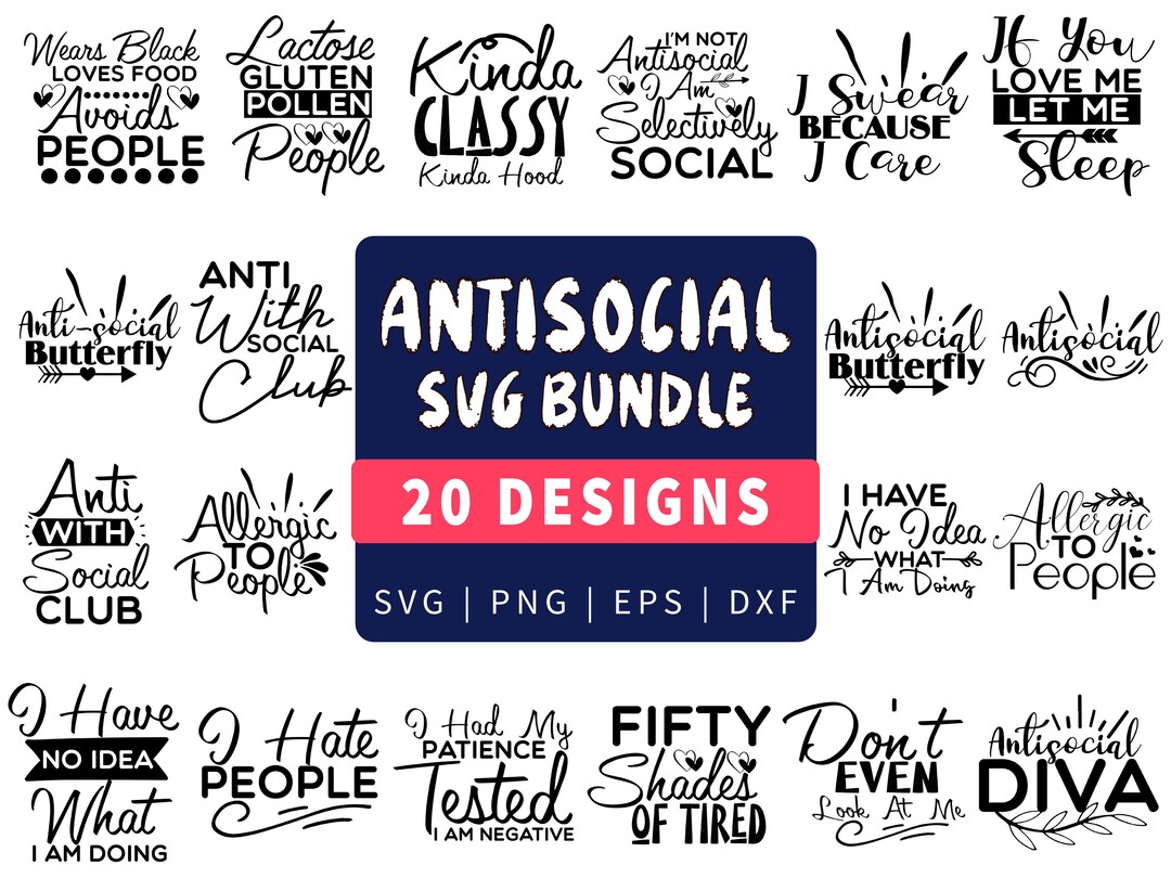 Antisocial SVG Bundle | Instant Download | Antisocial Moms Club SVG ...