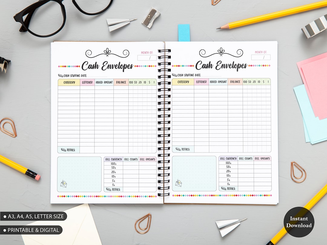Cash Envelope Planner Printable, Budget Tracker, INSTANT DOWNLOAD ...