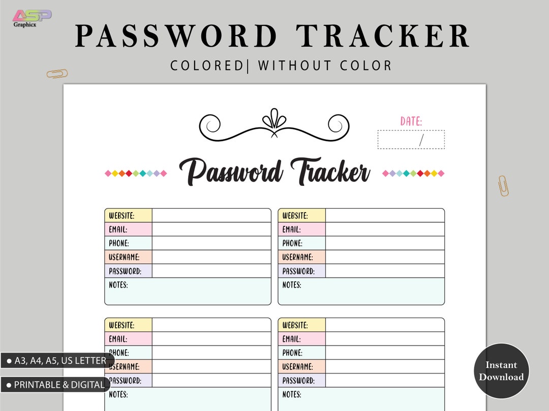 Password Tracker Log | Password Organizer | Password Keeper | Password ...