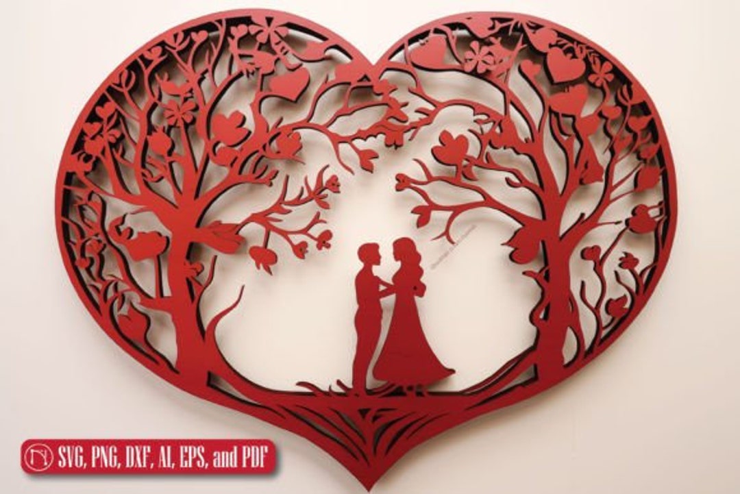 Couple in Heart Shape Design for Laser Cut, Laser File, Svg File ...