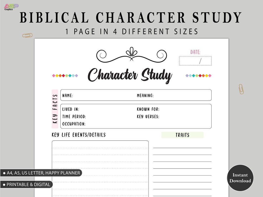 Character Study Printable | Biblical Character Study | Verse Mapping ...