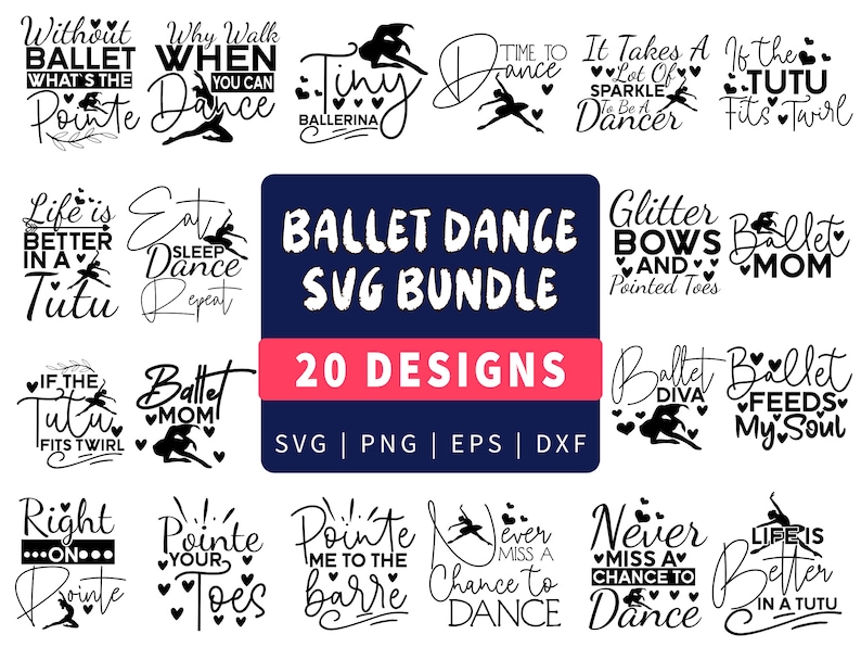 Ballet Dance SVG Bundle | Ballerina Cut Files (20 Designs) - Etsy