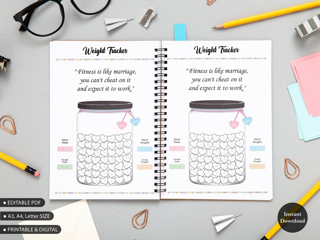 Weight Loss Tracker Printable | Track Your Weight | Planner Insert ...