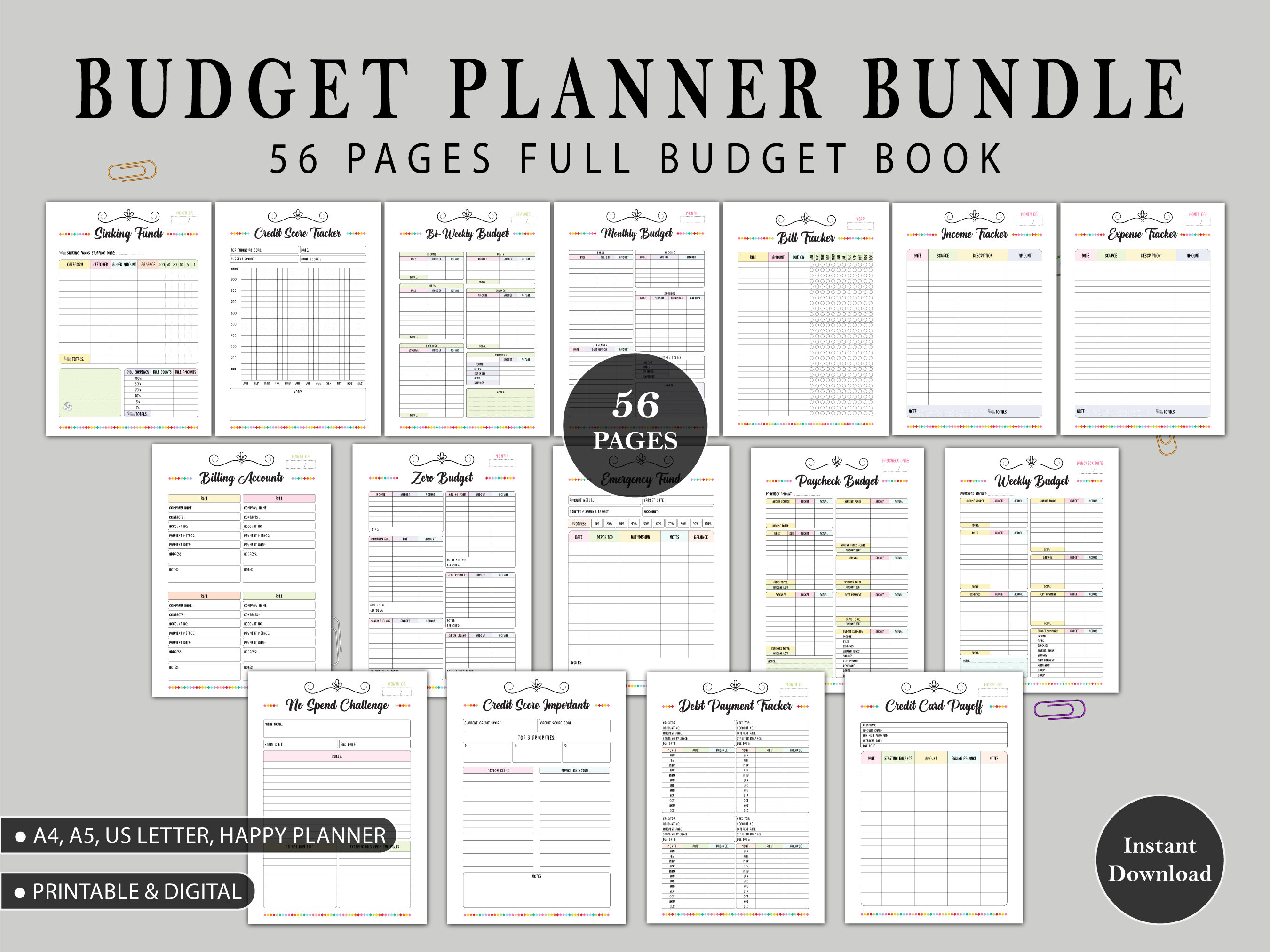 Printable Budget Planner Bundle Budget Planner Kit Weekly - Etsy