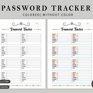 Password Tracker Log | Password Organizer | Password Keeper | Password ...