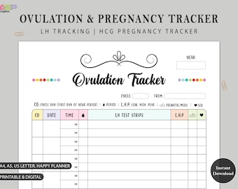 Pregnancy Tracker, Ovulation Tracker, Printable Fertility Planner, OPK ...