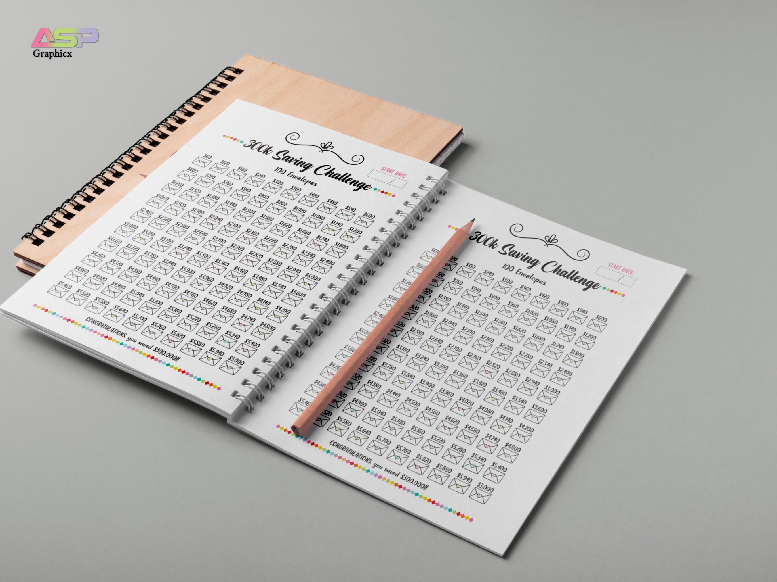 300K 100 ENVELOPE CHALLENGE Printable | 300,000 Saving Tracker | 300K ...