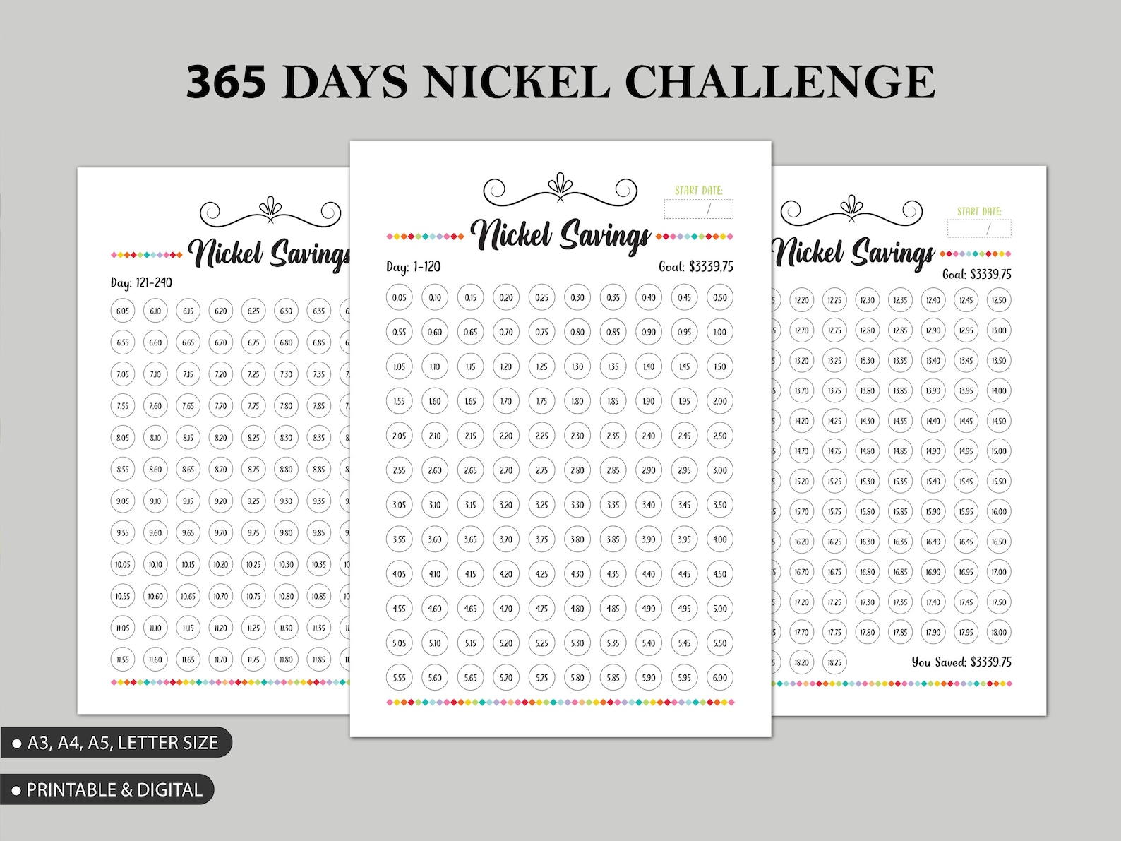 365 Days Penny Nickel Dime Quarter SAVINGS CHALLENGE BUNDLE - Money ...
