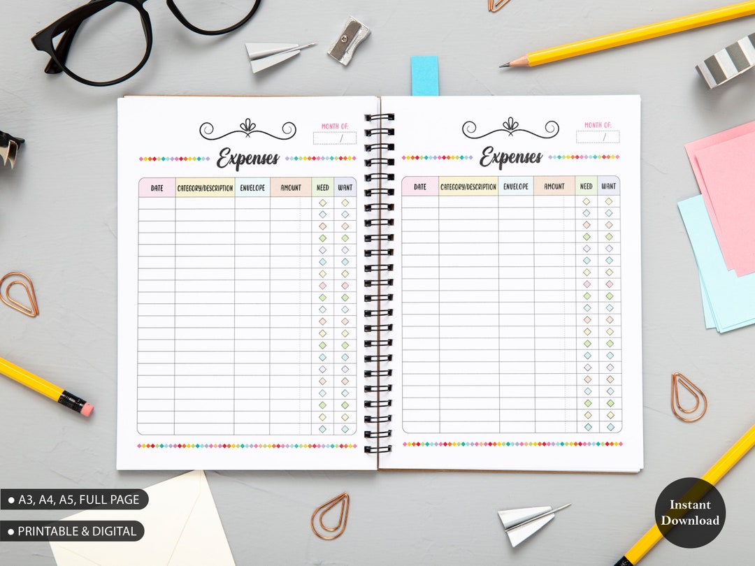Expenses Cash Envelope Planner Printable, Budget, INSTANT DOWNLOAD ...