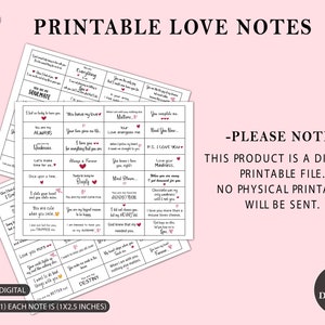 Printable Love Notes | Romantic Mini Cards for Husband | Couples Gift ...
