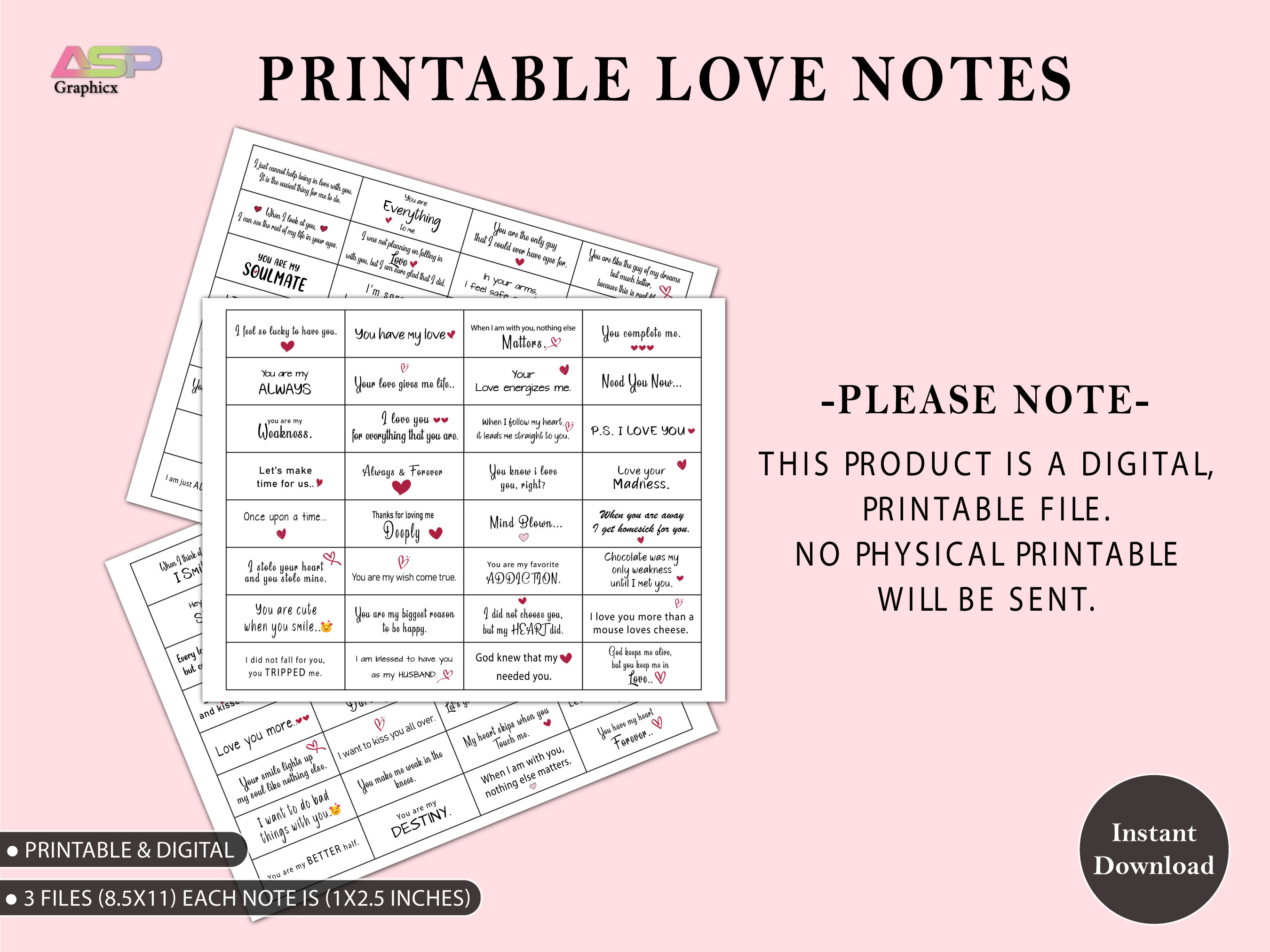 Printable Love Notes Romantic Mini Cards for Husband - Etsy