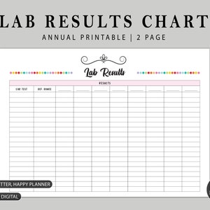 Medical Lab Test Results Chart | Printable Chart to Monitor Blood Test ...
