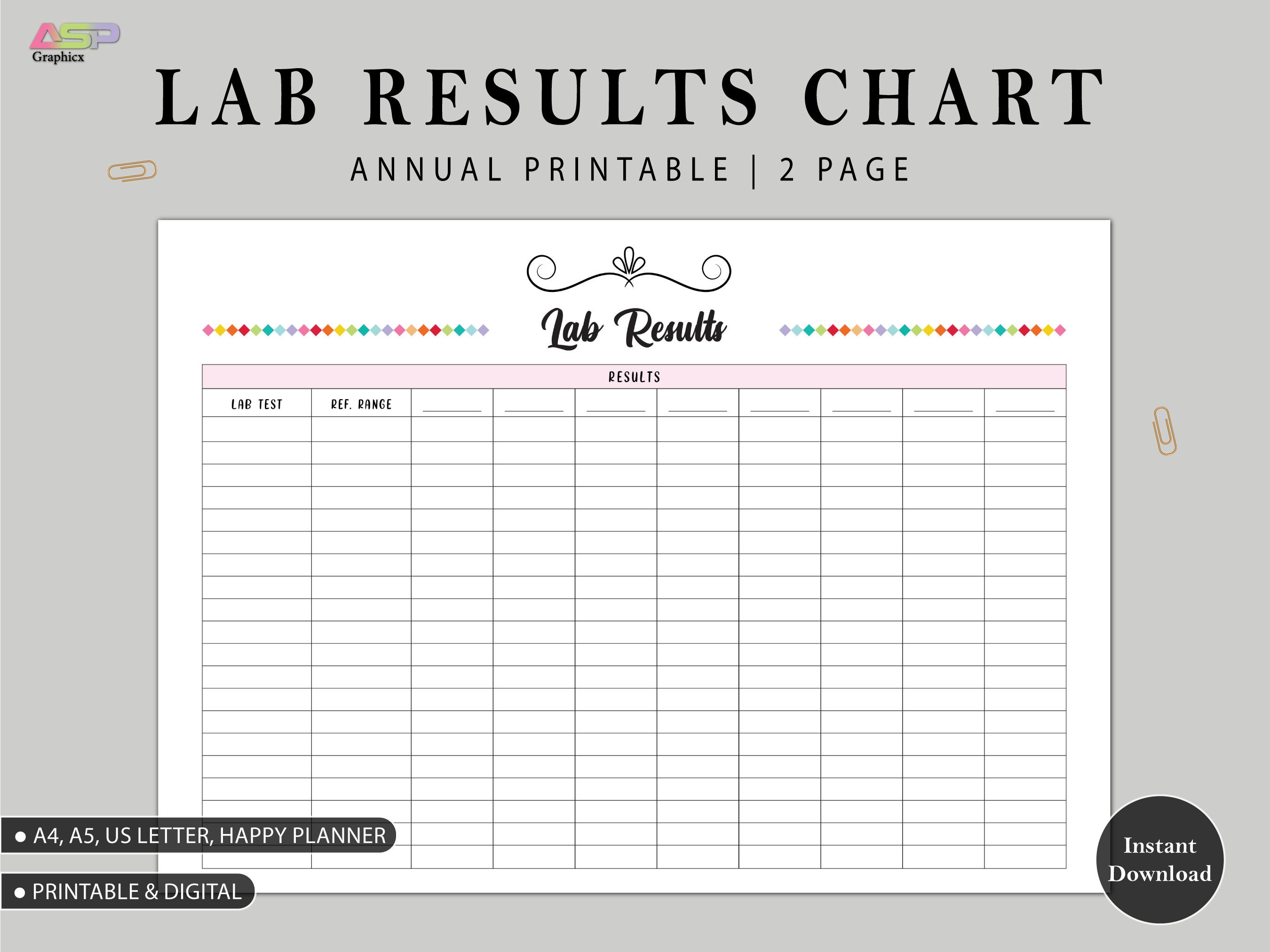 Medical Lab Test Results Chart Printable Chart to Monitor - Etsy UK