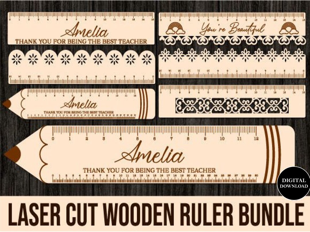 Laser Cut Wooden Ruler Bundle | Teacher Wooden Ruler Laser Cut Files ...