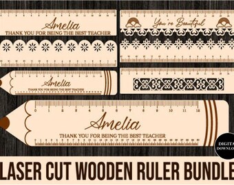 Laser Cut Wooden Ruler Bundle Teacher Wooden Ruler Laser Cut Files ...