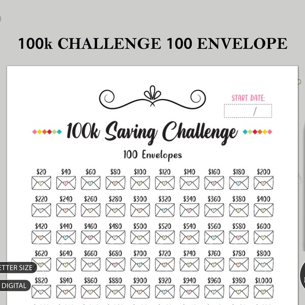 100k Savings Challenge - Etsy