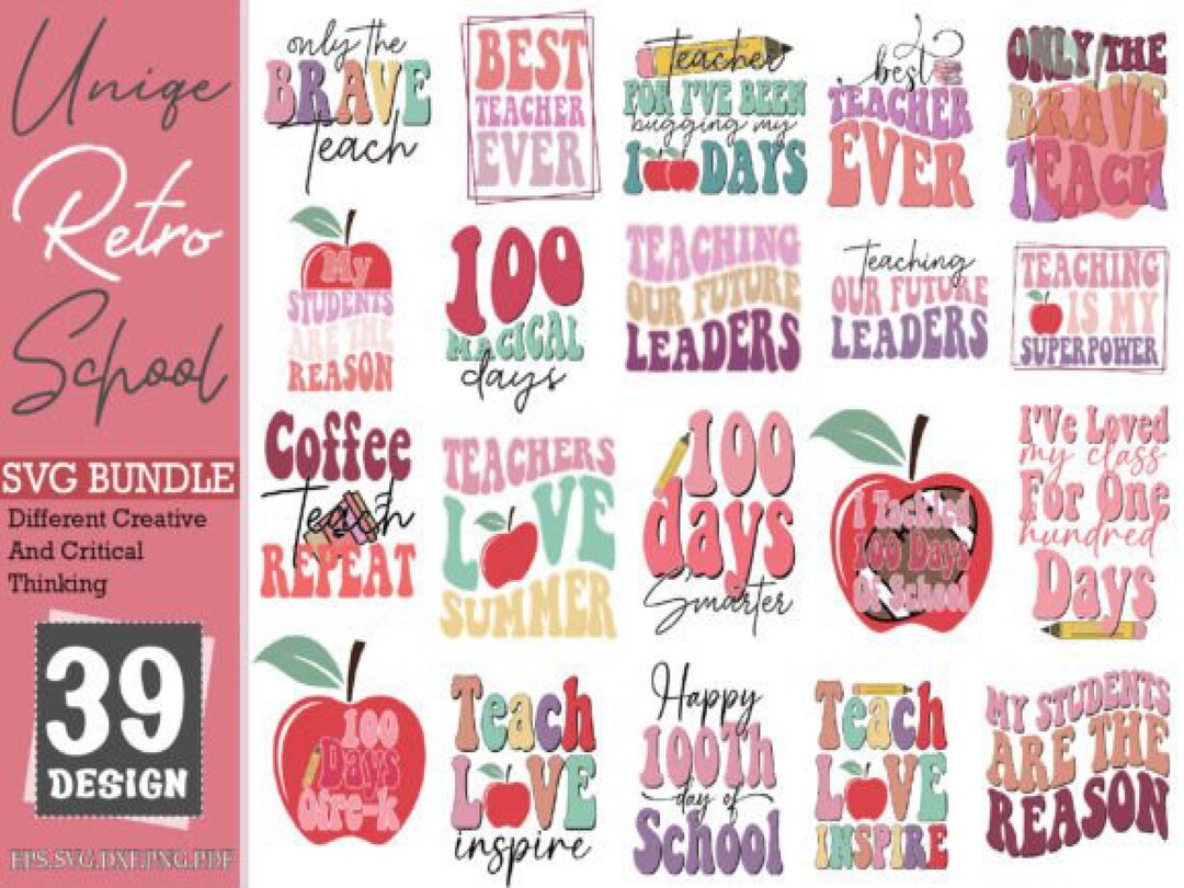 Retro Teacher Svg Bundle, Teacher Quotes Svg, Teacher Sayings Svg ...