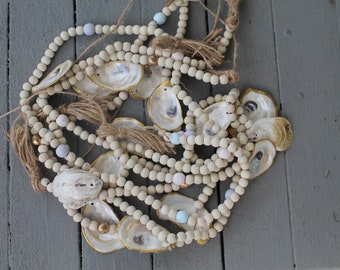 Oyster Shell Bead Garland, Low Country Decor, Nautical Theme, Coastal ...