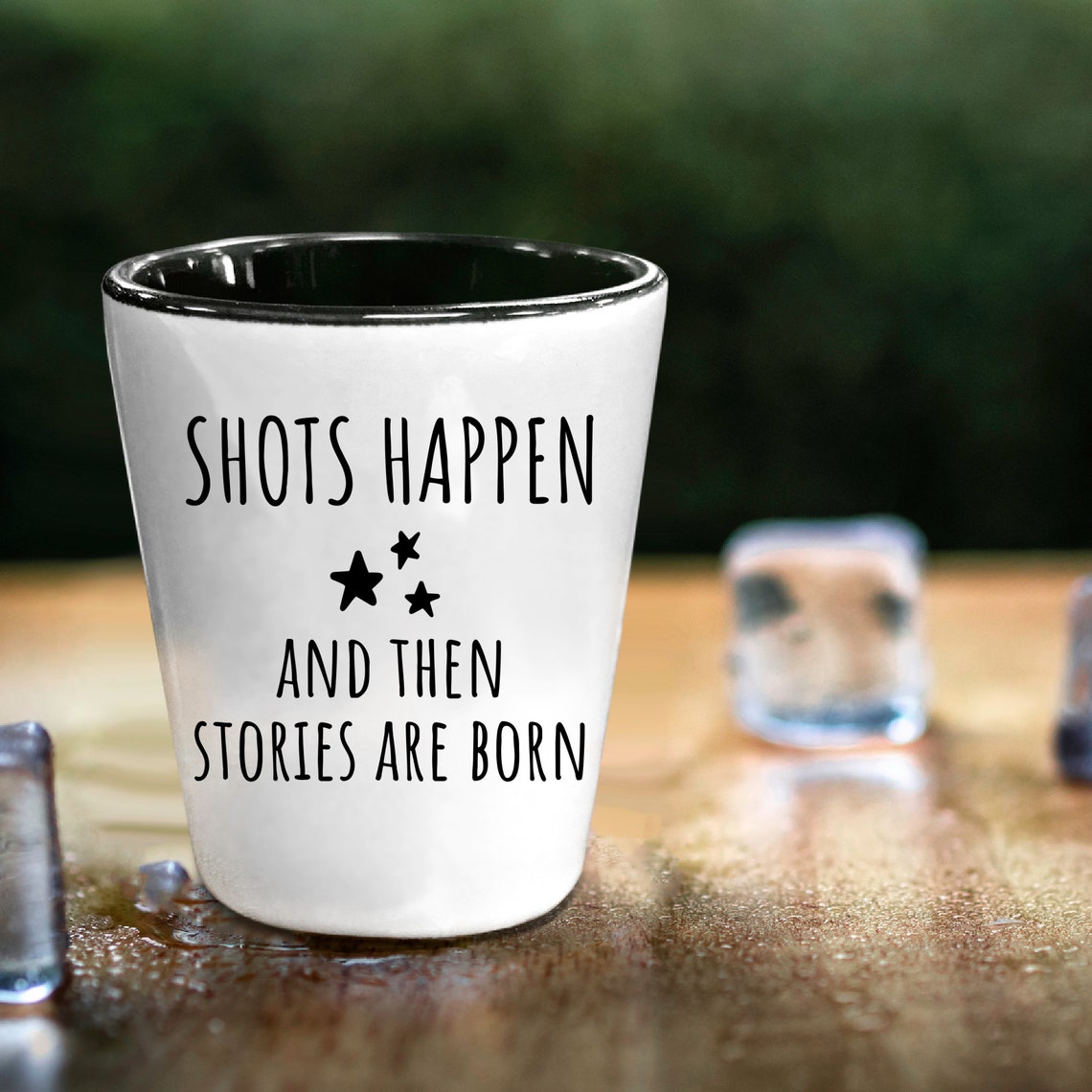Funny Shot Glass for Friend, College Gifts, Shots Happen Ceramic Shot ...