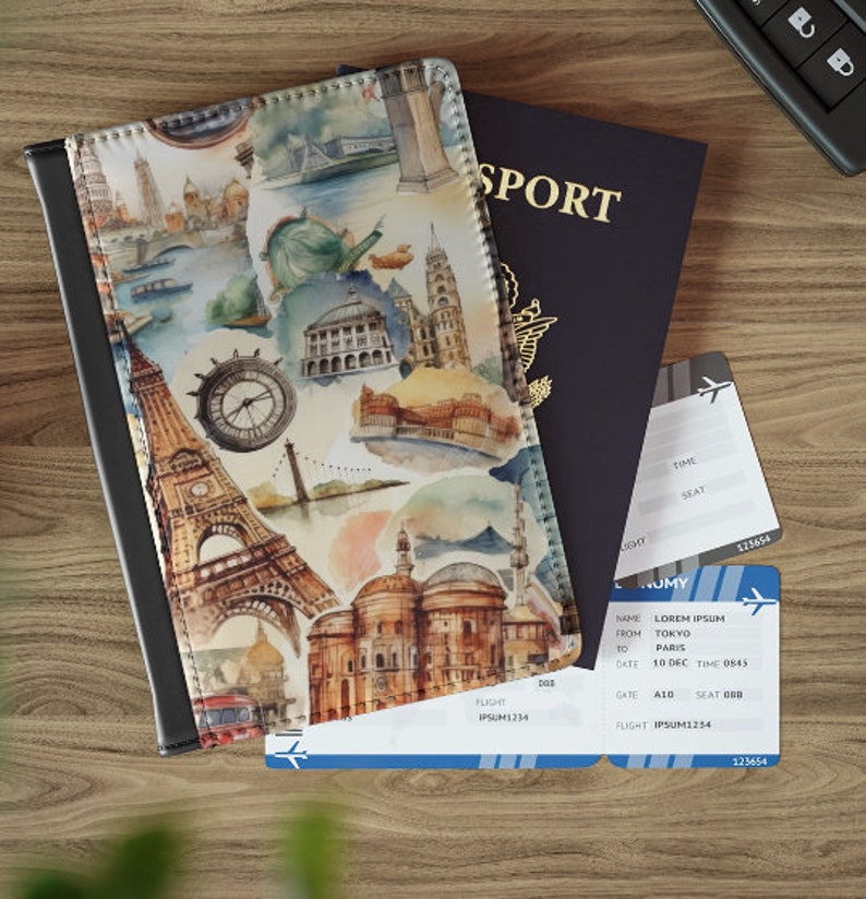 RFID Vintage Passport Cover, City Attraction Printed Passport Cover ...