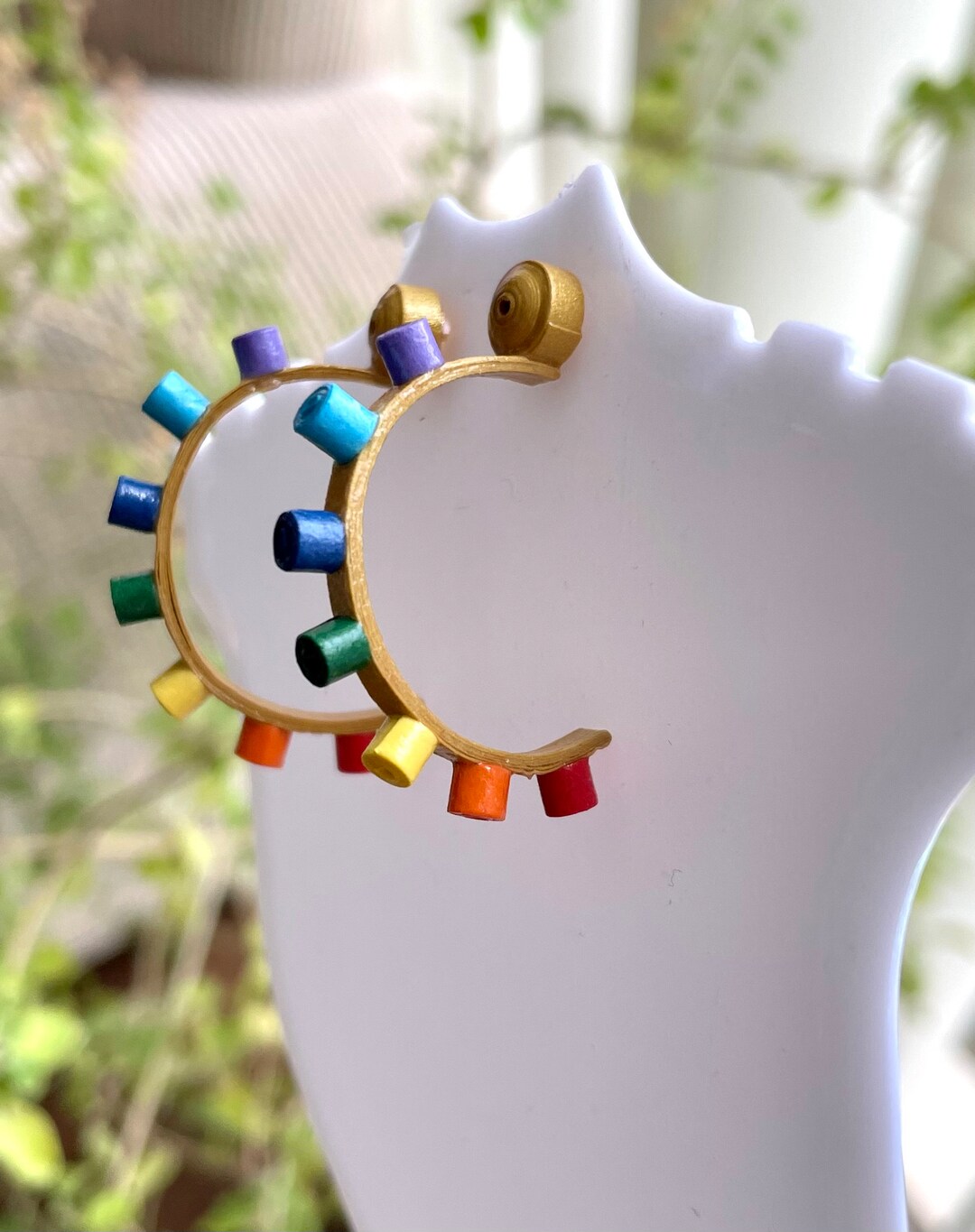 Handmade Rainbow Colored Hoop Studs for Women, Pride-friendly ...