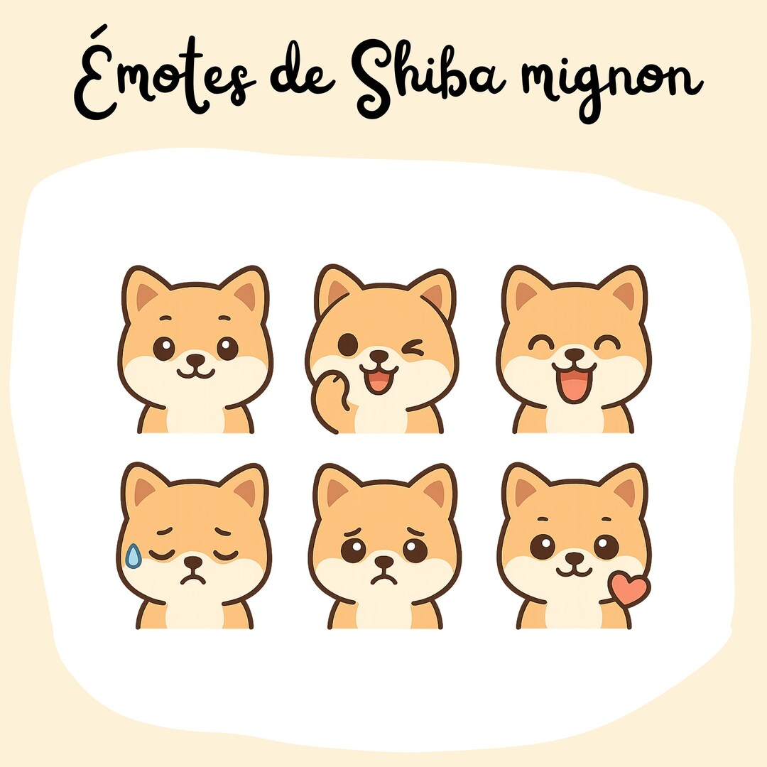 Kawaii Shiba Inu Emotes for Twitch & Discord – Pack of 6 Cute Emoticons ...