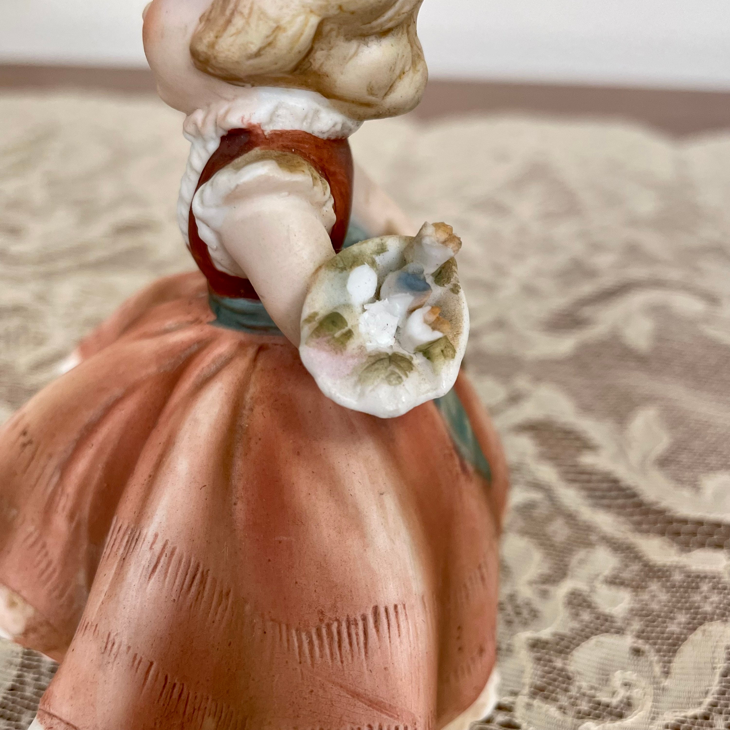 Vintage Lefton Figurine of Girl With Flowers - Etsy