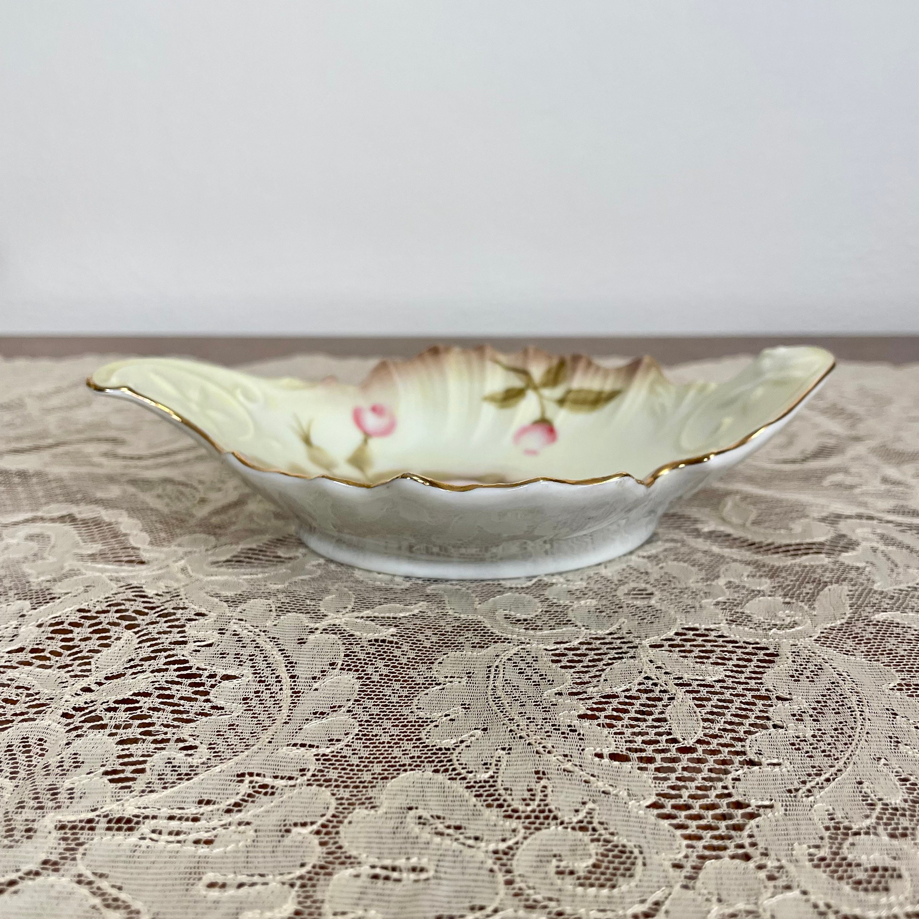 Vintage Porcelain Roses Trinket Dish - Etsy