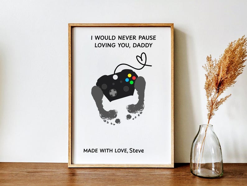 Gamer Dad Footprint Art Printable for First Time Dad From Baby for ...