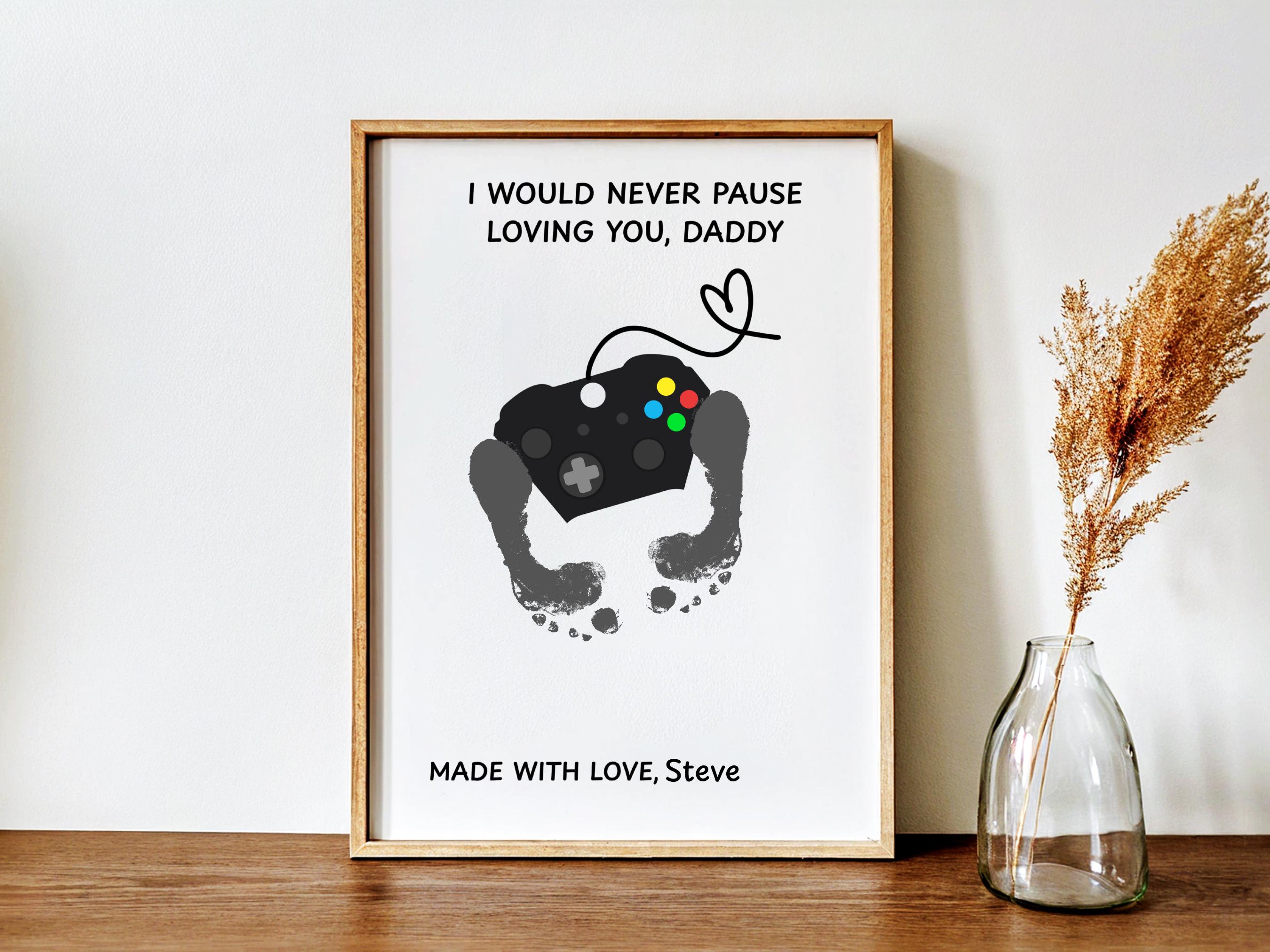 Gamer Dad Footprint Art Printable for First Time Dad From Baby for ...