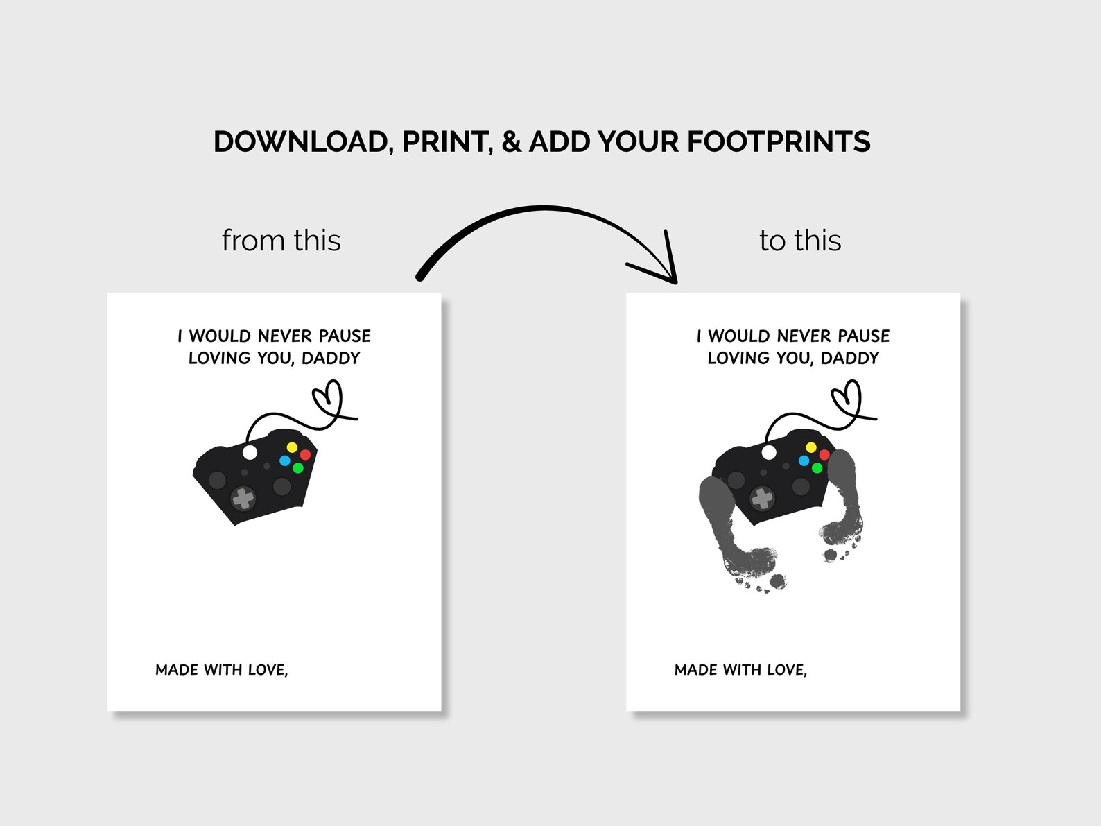 Gamer Dad Footprint Art Printable for First Time Dad From Baby for ...