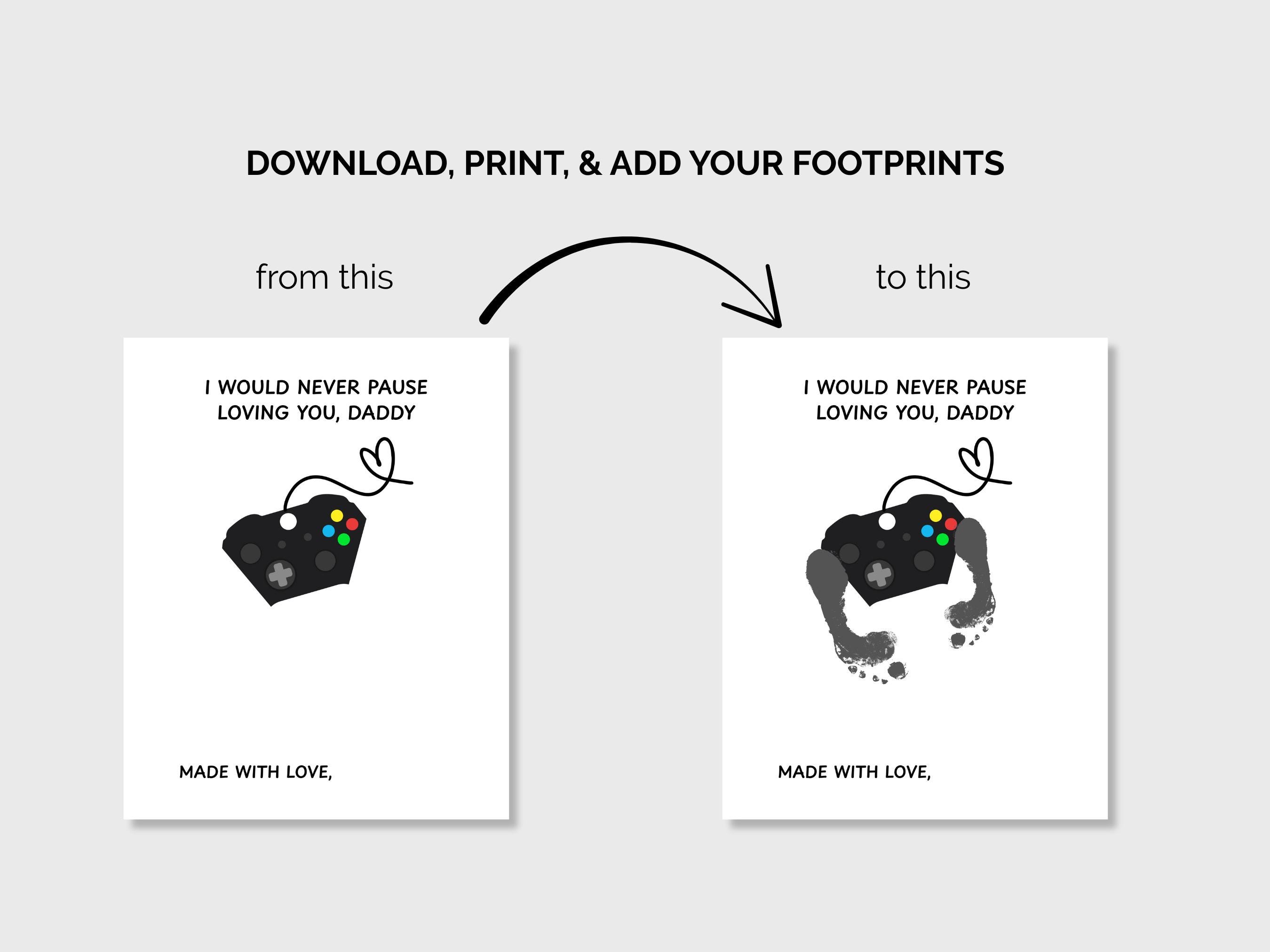 Gamer Dad Footprint Art Printable for First Time Dad From Baby for ...