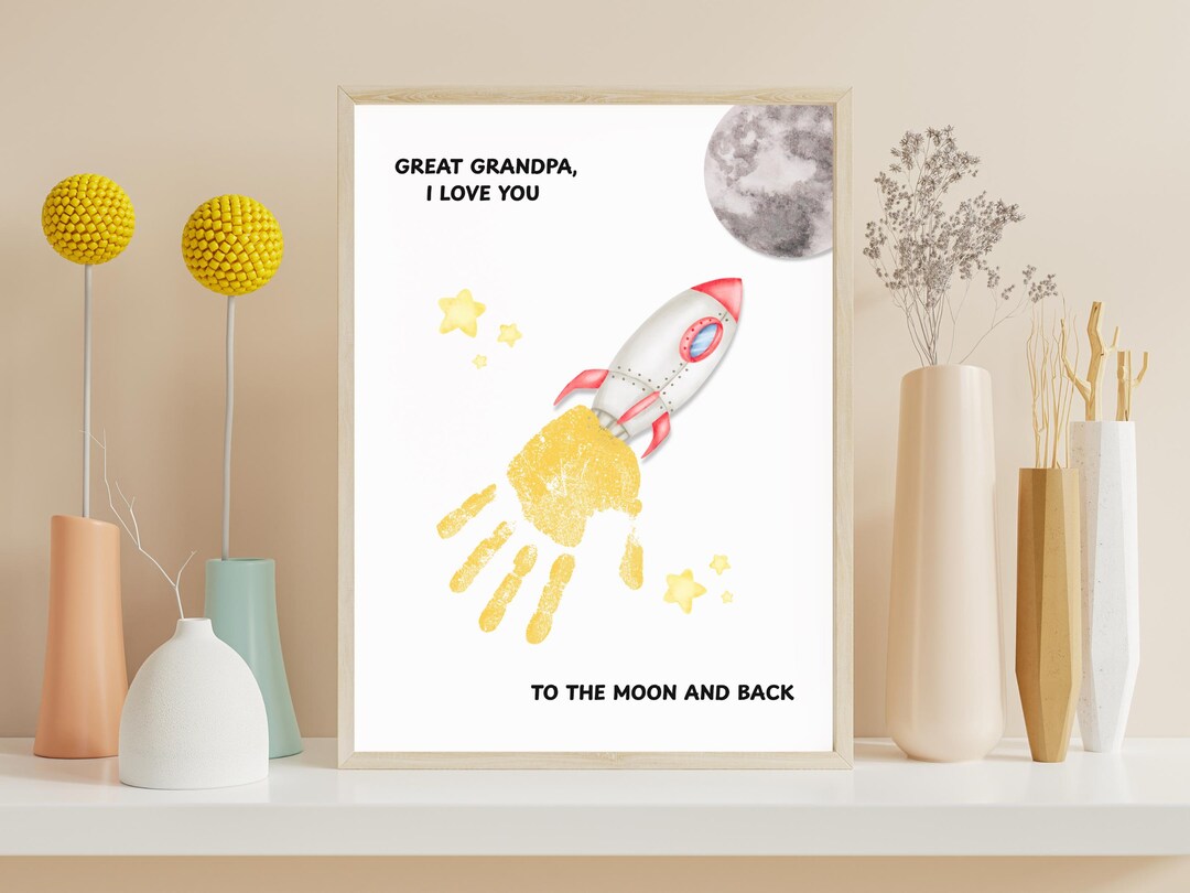 Rocket Handprint Art Printable for New Great Grandpa From Grandchild ...