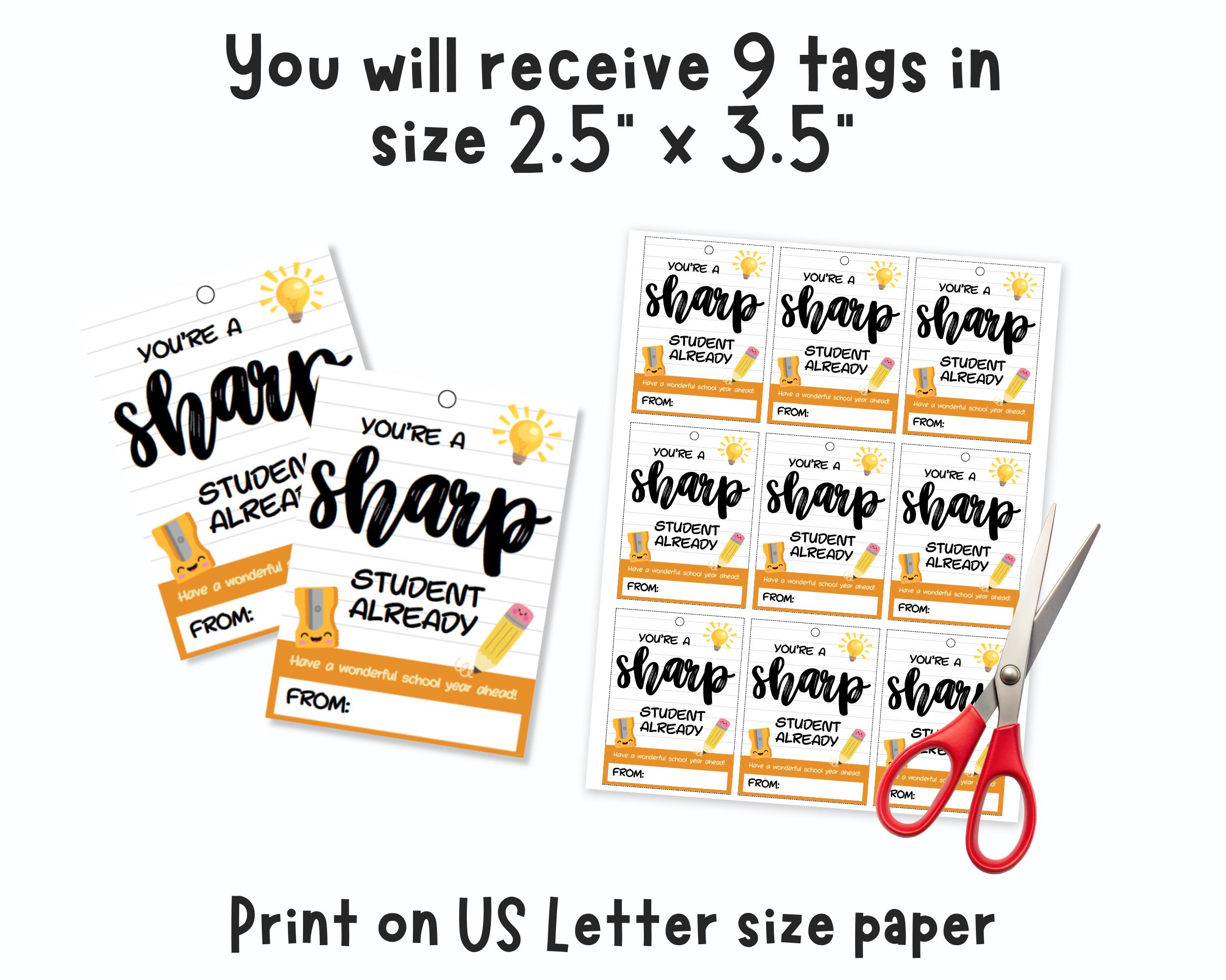 Pencil Sharpener Gift Tags From Teacher to Student, Back to School ...